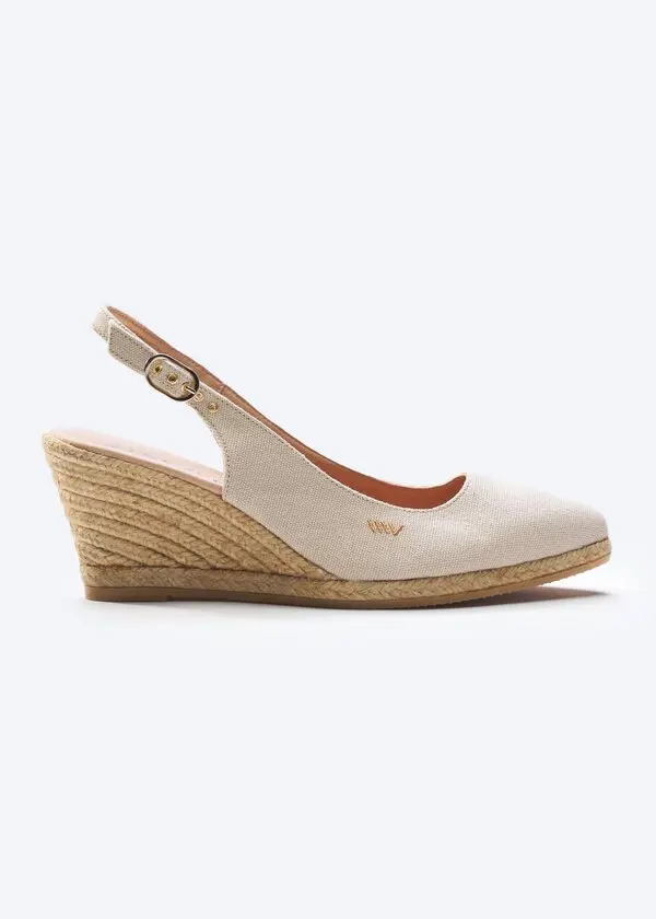 VISCATA Palomera Canvas Espadrille Wedges - Beige
