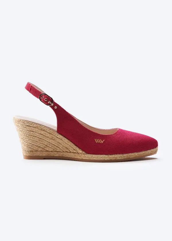 VISCATA Palomera Canvas Espadrille Wedges - Cherry