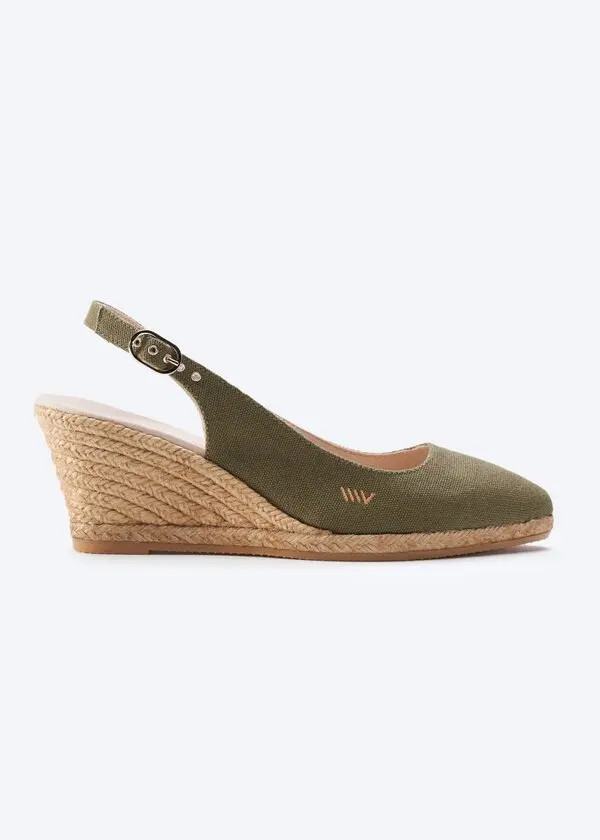VISCATA Palomera Canvas Espadrille Wedges - Olive