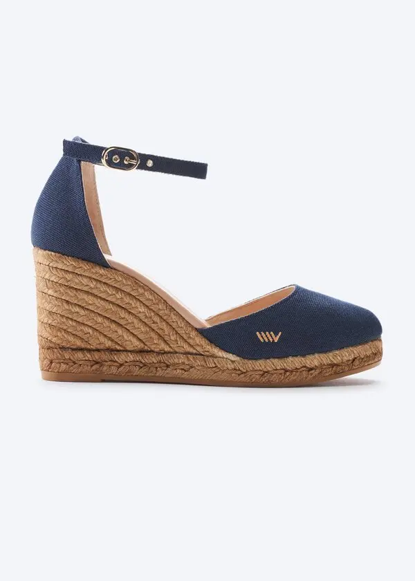 VISCATA Estartit Espadrille Wedges - Navy Blue