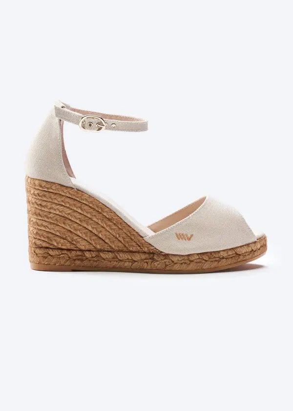 VISCATA Aiguafreda Canvas Espadrille Wedge Sandals - Beige