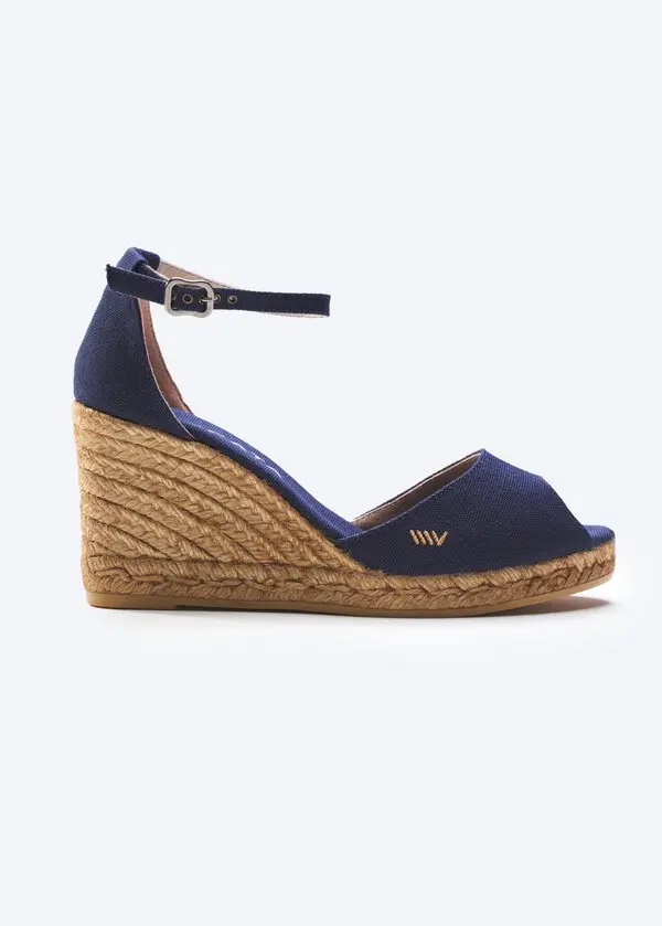 VISCATA Aiguafreda Canvas Espadrille Wedge Sandals - Navy Blue