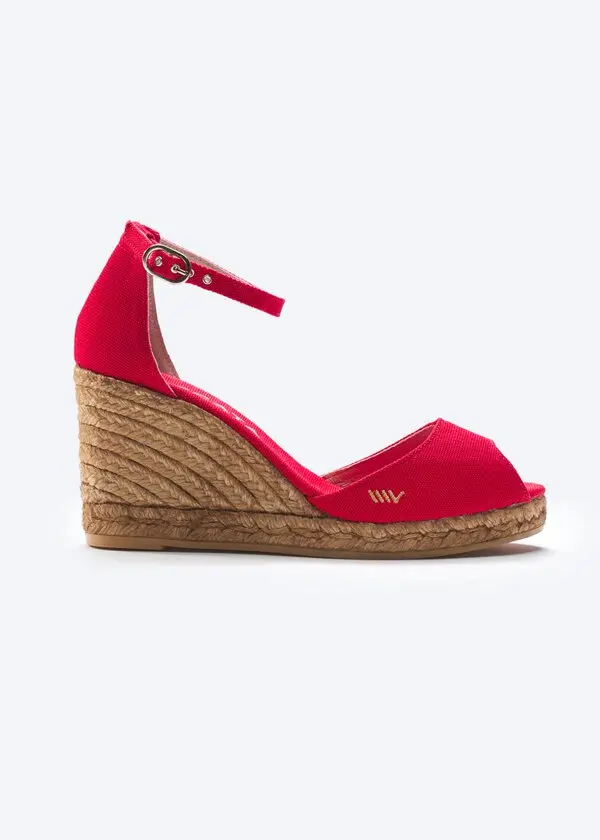 VISCATA Aiguafreda Canvas Espadrille Wedge Sandals - Red
