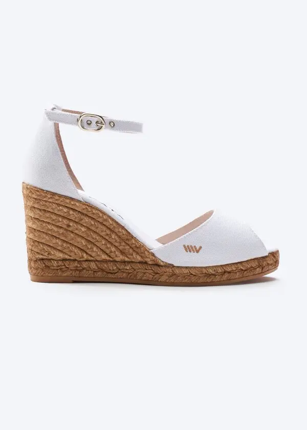 VISCATA Aiguafreda Canvas Espadrille Wedge Sandals - White
