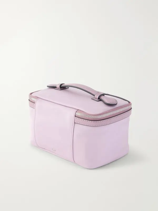 ANYA HINDMARCH Sakura Blossom Leather-trimmed Cosmetics Case - Purple