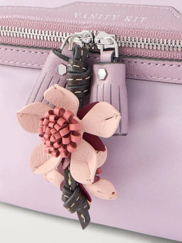 ANYA HINDMARCH Sakura Blossom Leather-trimmed Cosmetics Case - Purple