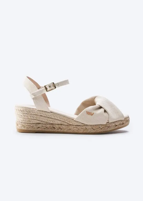 VISCATA Farella Canvas Espadrille Wedge Sandals - Beige