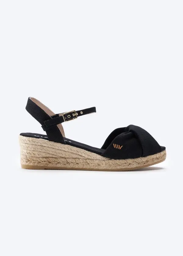 VISCATA Farella Canvas Espadrille Wedge Sandals - Black