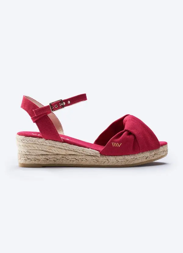 VISCATA Farella Canvas Espadrille Wedge Sandals - Cherry