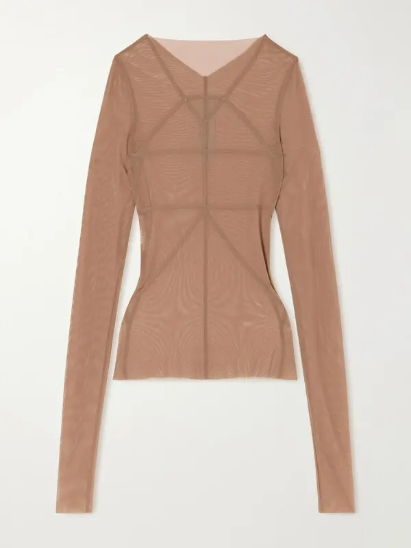 Rick Owens Stretch-tulle T-shirt - Neutrals