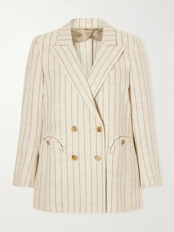 BLAZÉ MILANO Serene Everyday Striped Canvas Blazer - Neutrals