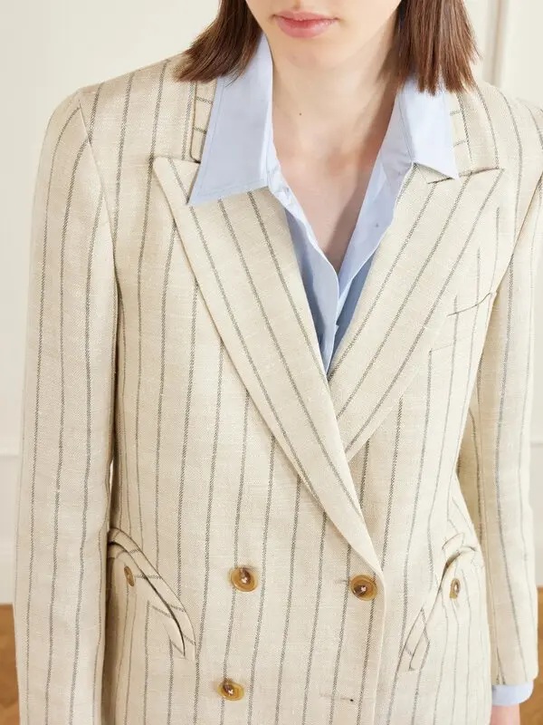 BLAZÉ MILANO Serene Everyday Striped Canvas Blazer - Neutrals