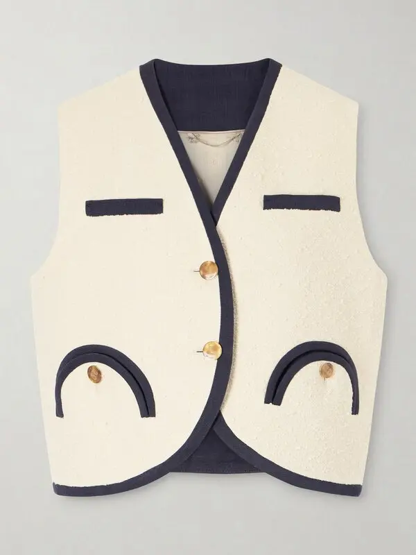BLAZÉ MILANO Orinda Gliss Cotton-blend Bouclé Vest - Neutrals