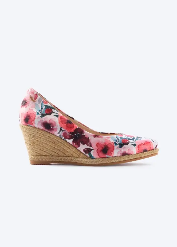 VISCATA Espadrille Wedge - Red Flowers