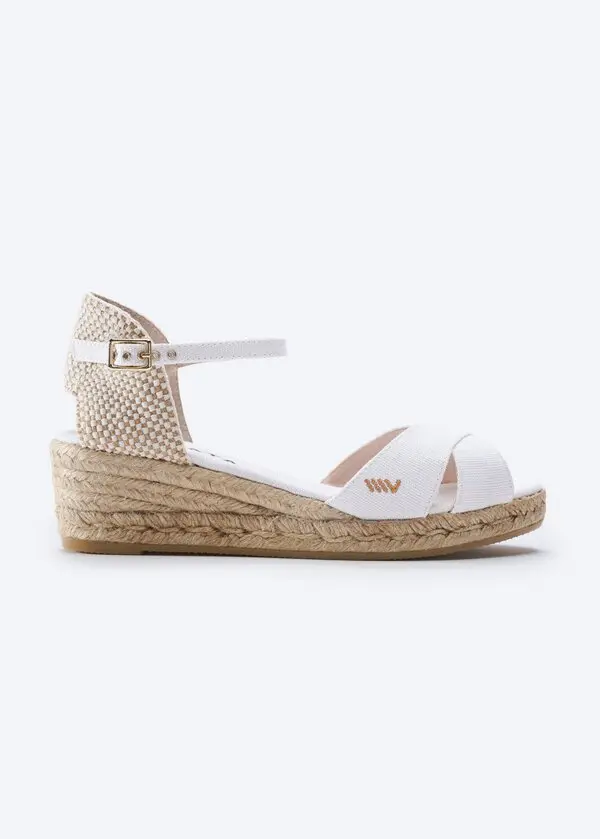 VISCATA Salina Canvas Espadrille Wedge Sandals - White