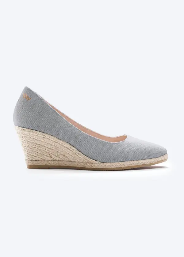 VISCATA Roses U-cut Espadrille Wedges - Ash Grey