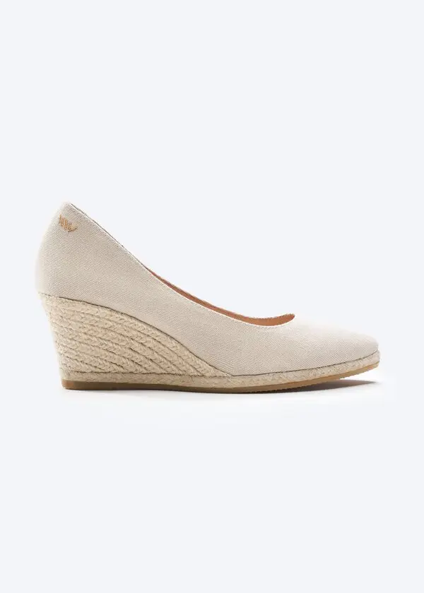 VISCATA Roses U-cut Espadrille Wedges - Beige
