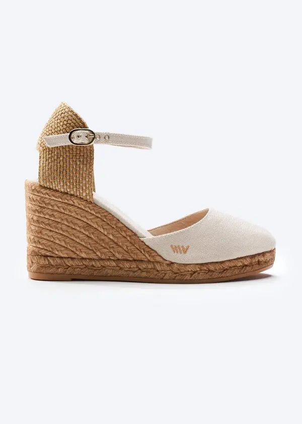 VISCATA Satuna Canvas Espadrille Wedges - Beige
