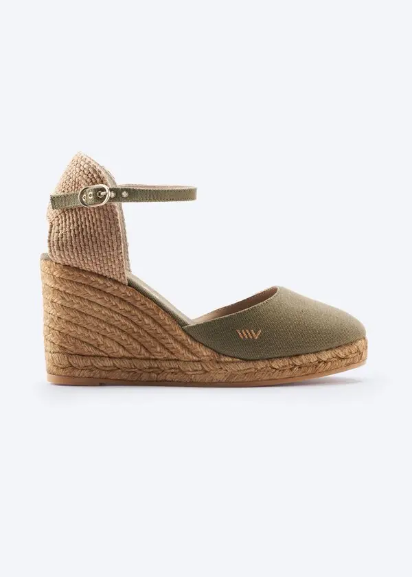VISCATA Satuna Canvas Espadrille Wedges - Olive