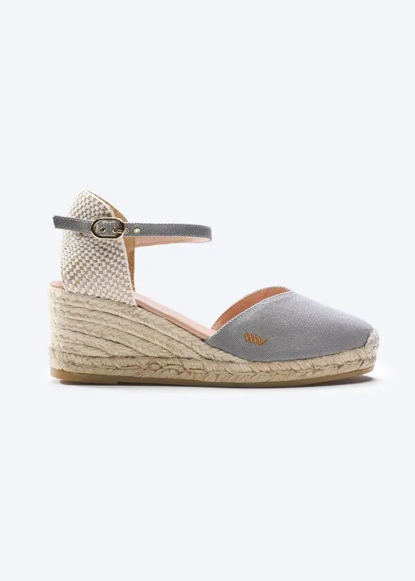 VISCATA Reus Canvas Espadrille Wedges - Ash Grey