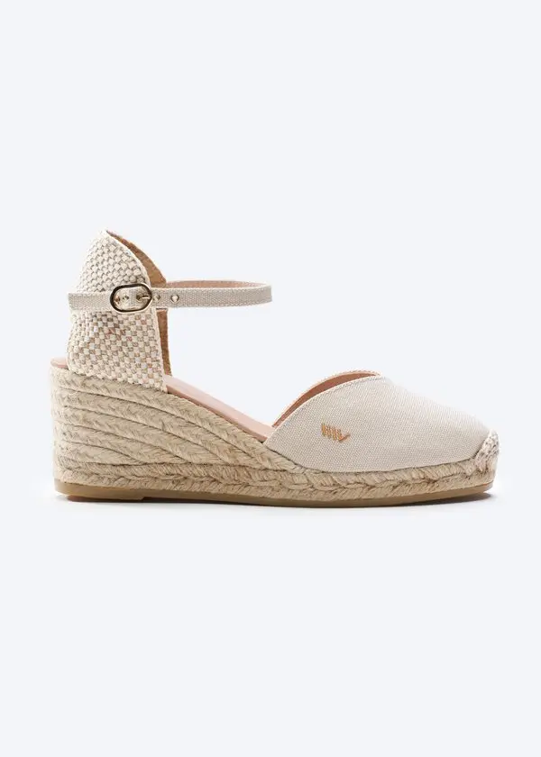 VISCATA Reus Canvas Espadrille Wedges - Beige