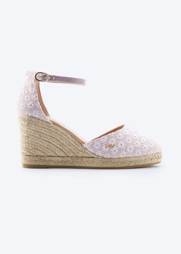 VISCATA Premium Fabrics Espadrille Wedges - Daisy Pink