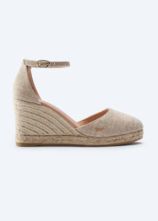 VISCATA Premium Fabrics Espadrille Wedges - Gold