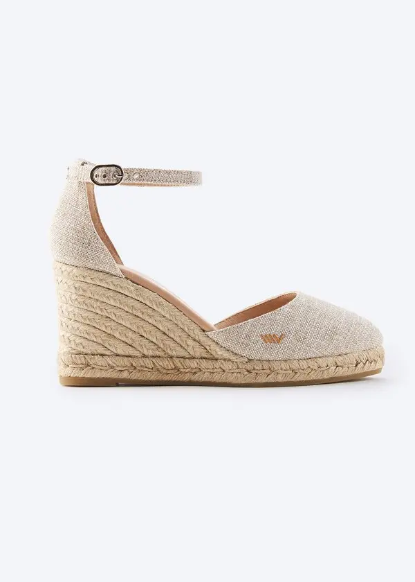 VISCATA Premium Fabrics Espadrille Wedges - Silver