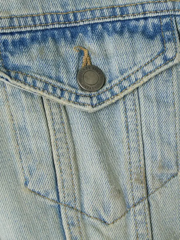 HAIKURE Temple Distressed Denim Peplum Jacket - Blue