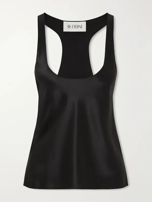 Eterne Hedi Silk-blend Satin Tank - Black
