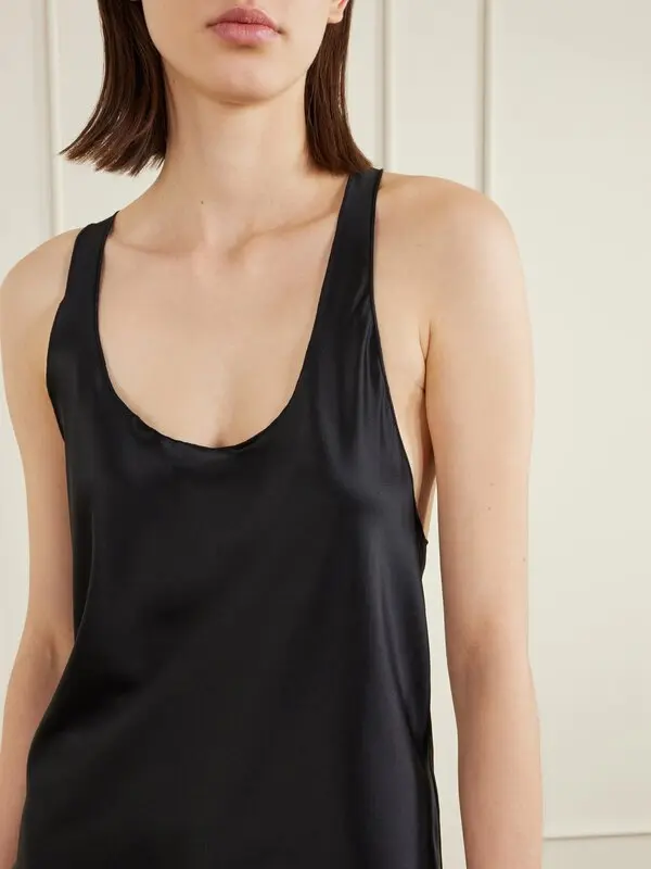 Eterne Hedi Silk-blend Satin Tank - Black