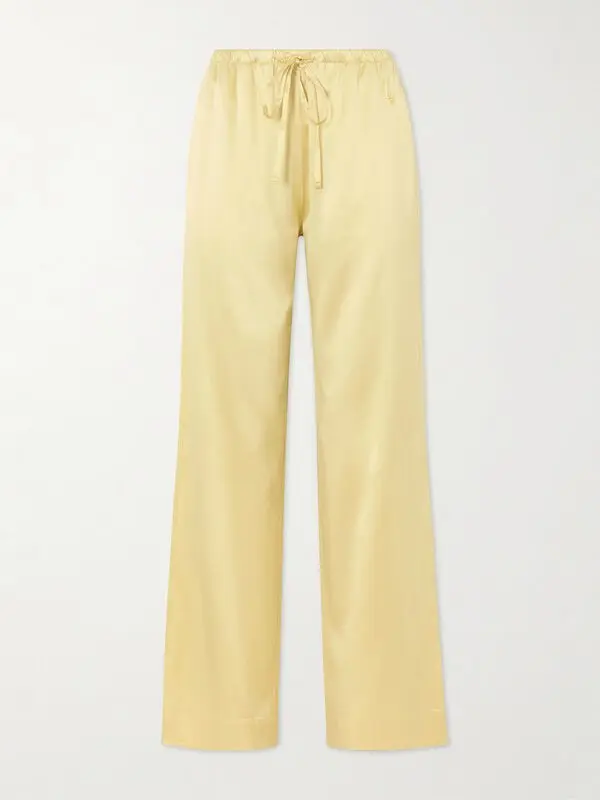 Eterne Silk-blend Satin Wide-leg Pants - Yellow