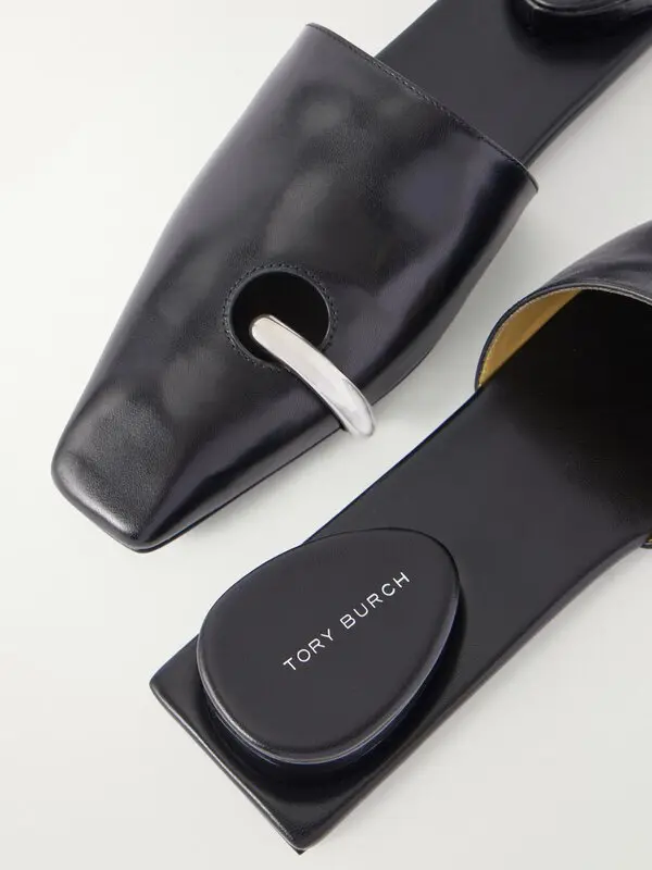 Tory Burch Pierced Embellished Leather Slip-ons