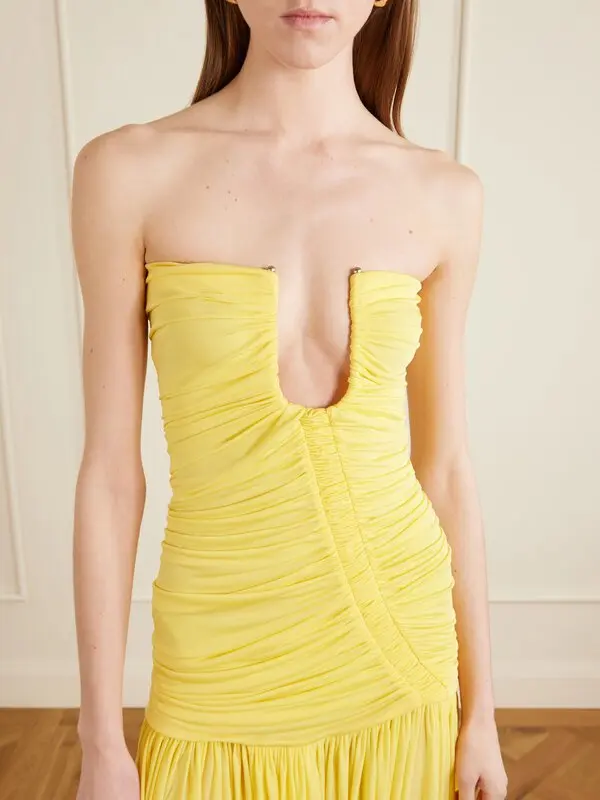 Christopher Esber Orion Strapless Ruched Gown - Yellow