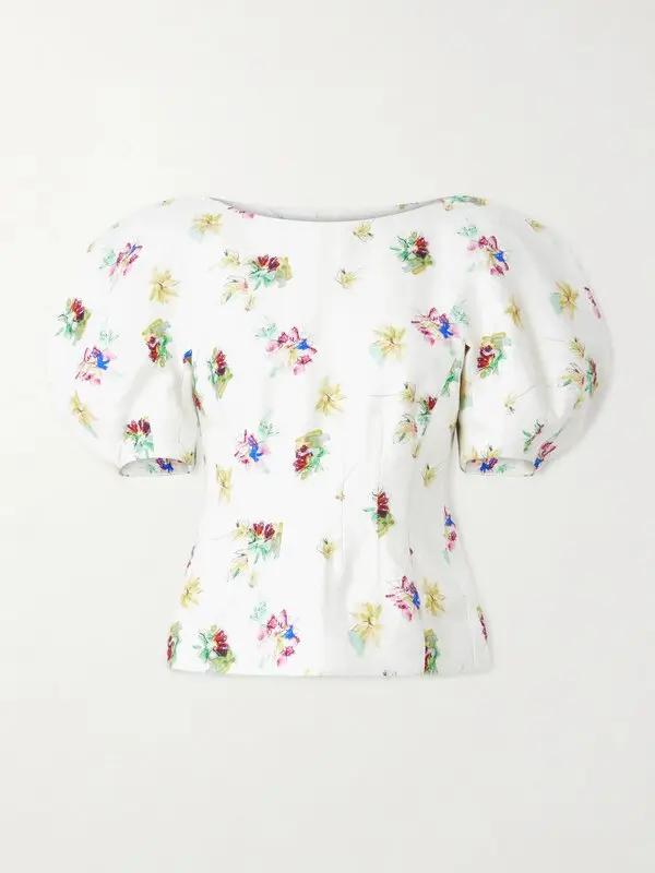 Gabriela Hearst Ayelet Floral Print Linen-twill Blouse
