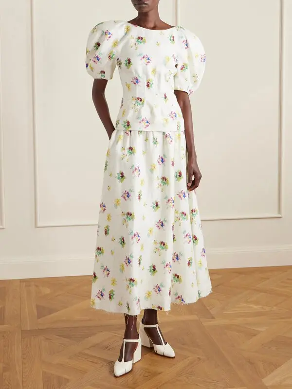 Gabriela Hearst Ayelet Floral Print Linen-twill Blouse
