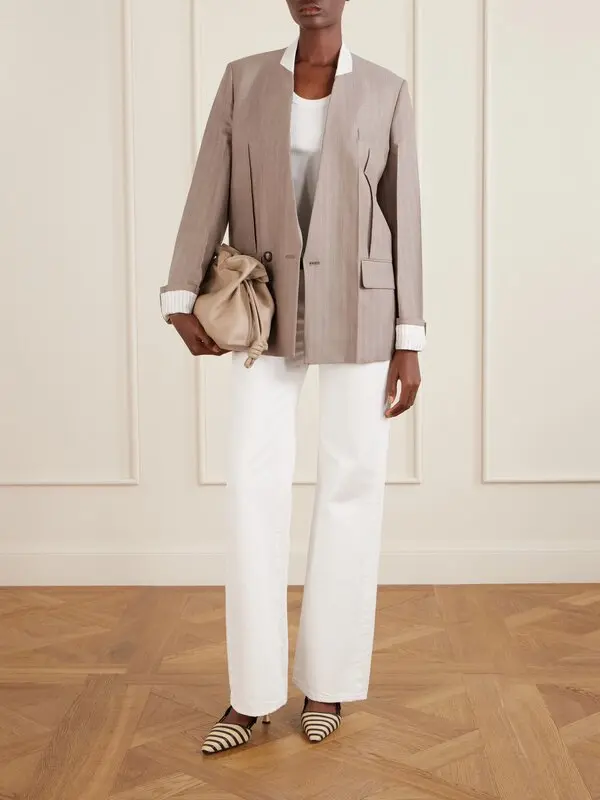 Victoria Beckham Double-breasted Striped Wool Blazer
