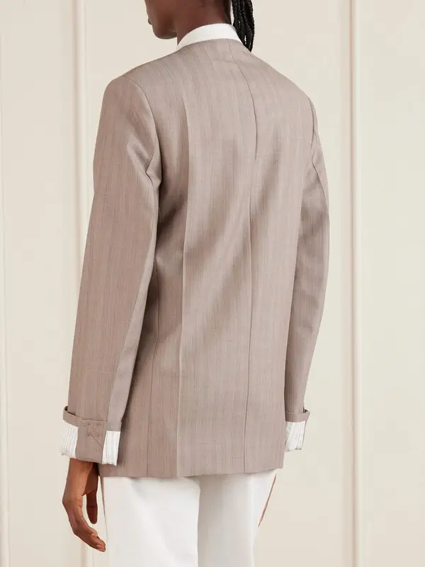Victoria Beckham Double-breasted Striped Wool Blazer