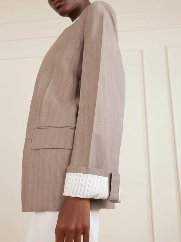 Victoria Beckham Double-breasted Striped Wool Blazer