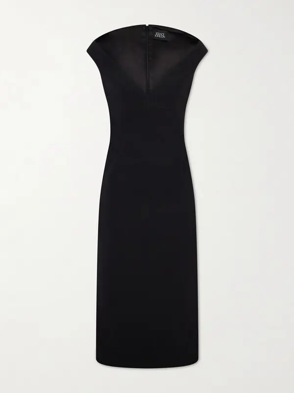 Solace London Monica Crepe Midi Dress - Black