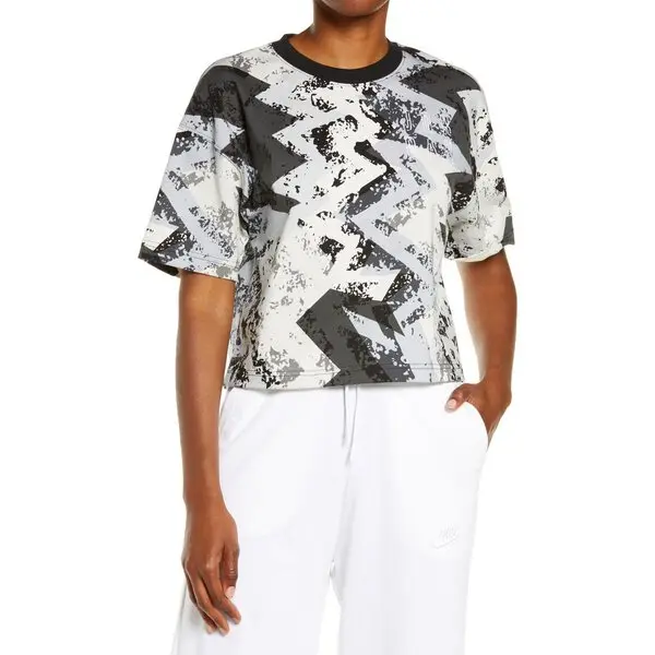 JORDAN Heatwave Boxy Crop Graphic Tee - Smoke Grey