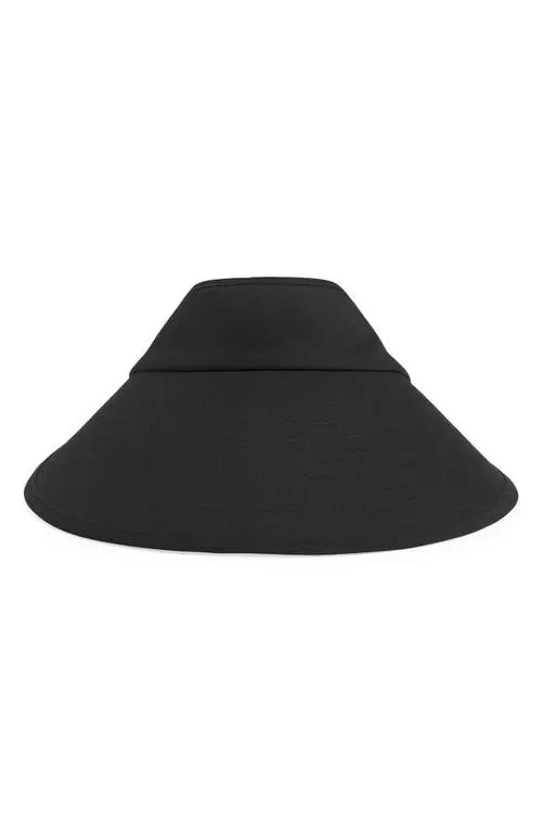 FAVORITE DAUGHTER Wide Brim Twill Visor - Black/white