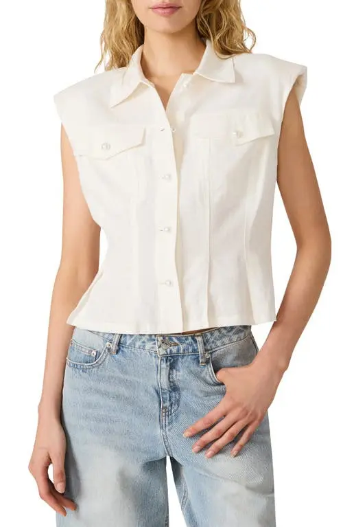 Steve Madden Cassady Linen Blend Button-up Top - Antique