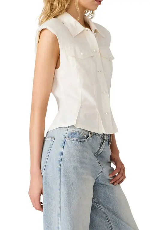 Steve Madden Cassady Linen Blend Button-up Top
