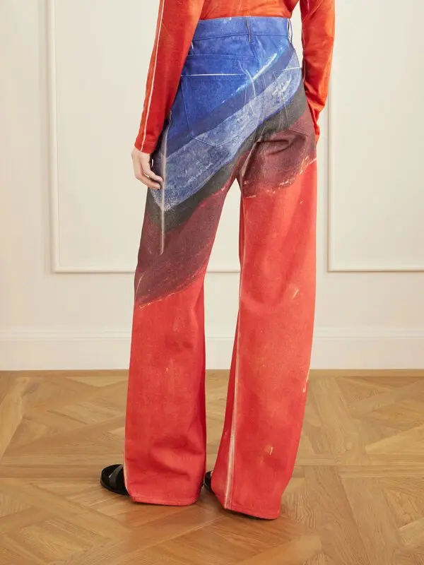 Gabriela Hearst Amoret Printed High-rise Barrel-leg Recycled Jeans - Red