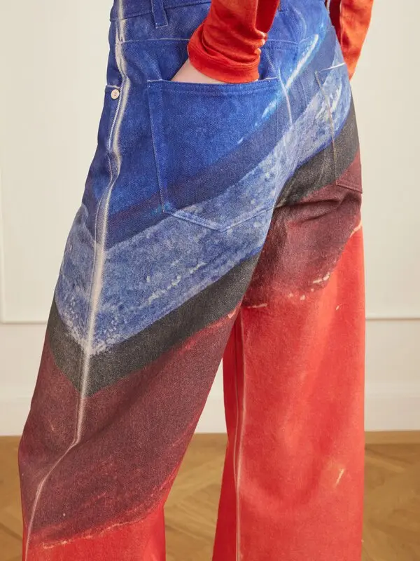 Gabriela Hearst Amoret Printed High-rise Barrel-leg Recycled Jeans - Red