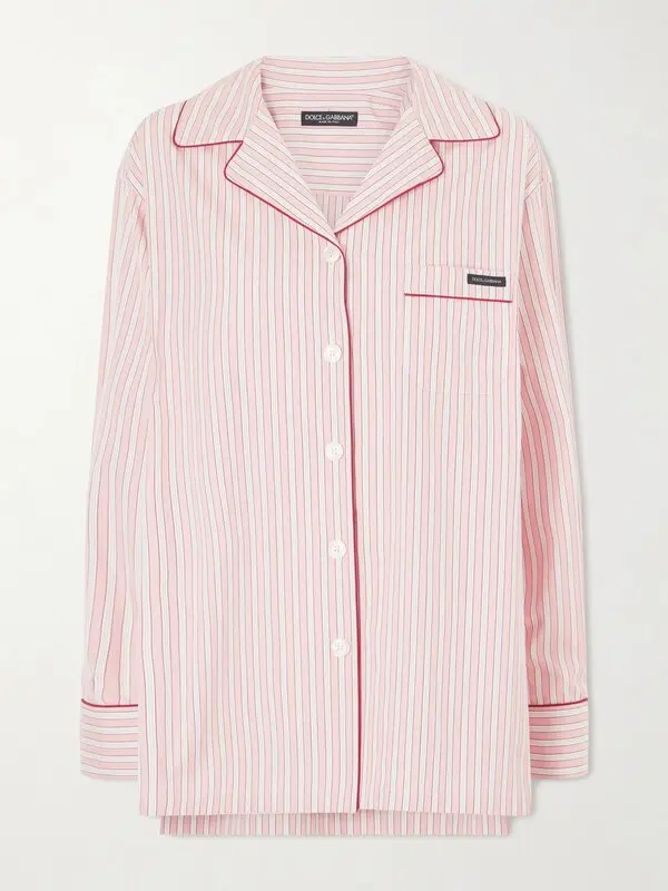 Dolce & Gabbana Striped Cotton And Silk-blend Poplin Shirt - Pink