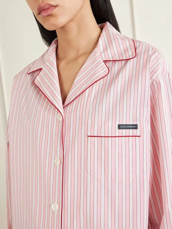 Dolce & Gabbana Striped Cotton And Silk-blend Poplin Shirt - Pink