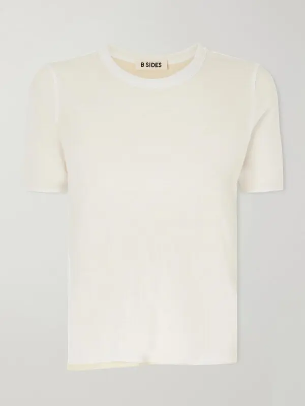 B Sides Reversible Ribbed-knit Cotton-crepe T-shirt - White