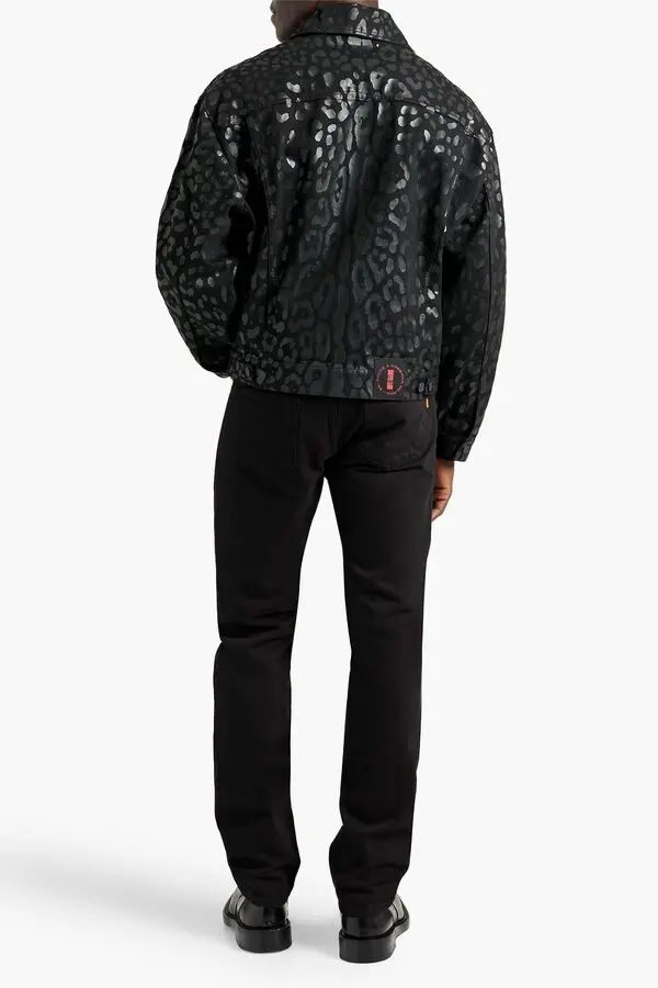 DOLCE&AMP;GABBANA Leopard-print Denim Jacket - Black